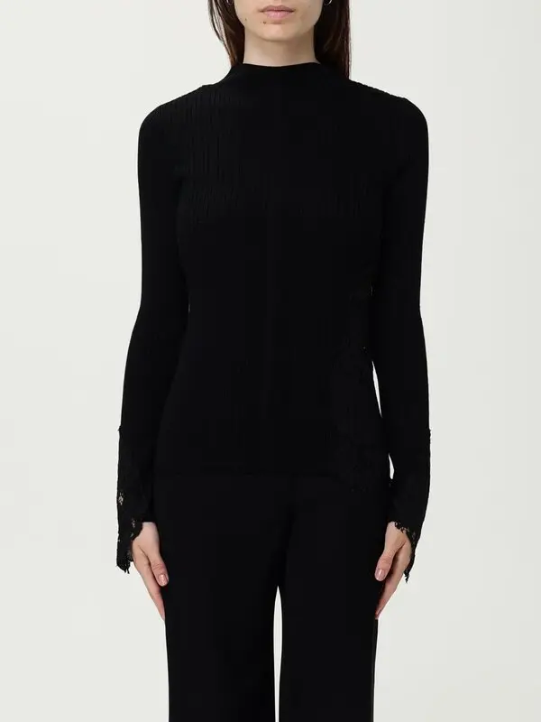 Pinko Ribbed Knit Sweater With Lace Detailing