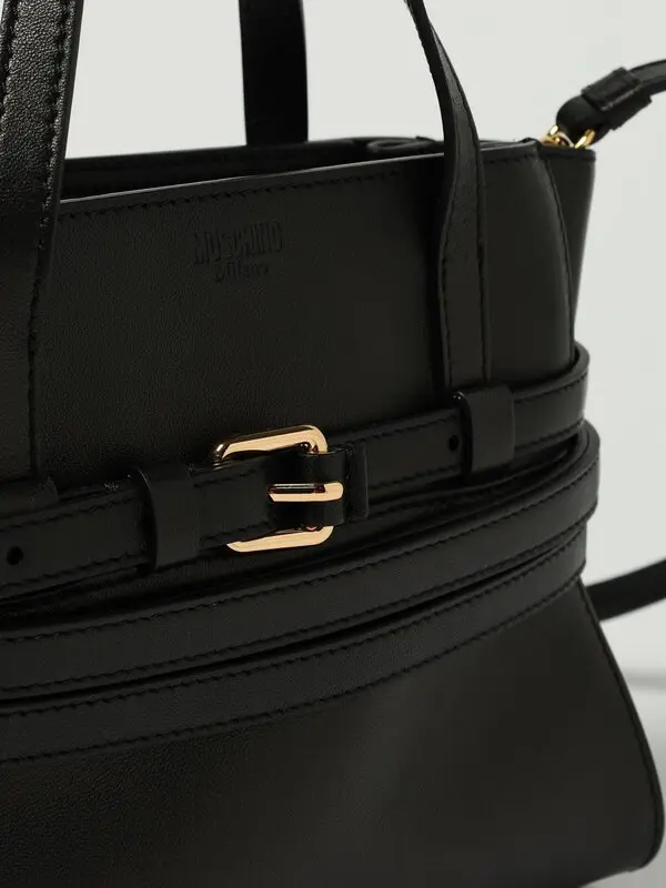Moschino Leather Mini Bag With Buckled Belt Detail - Black