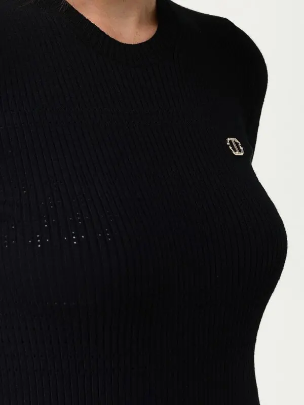 TWINSET Ribbed Knit Top With Embellishment