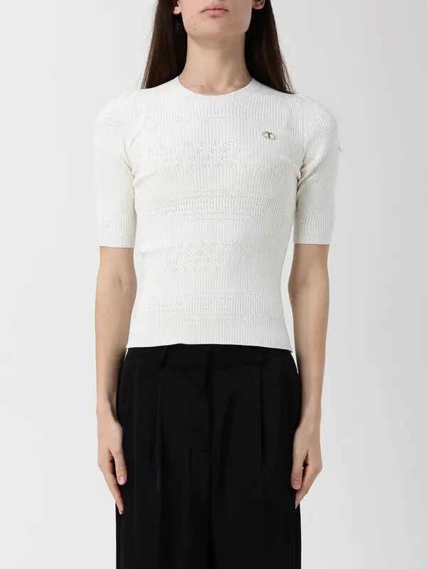 TWINSET Ribbed Knit Top - Ice