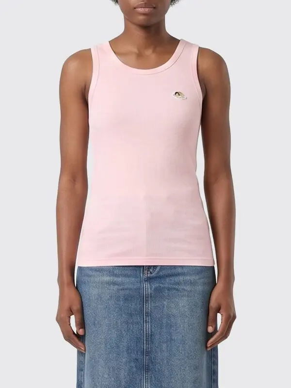 Fiorucci Ribbed Tank Top With Embroidered Logo - Pink