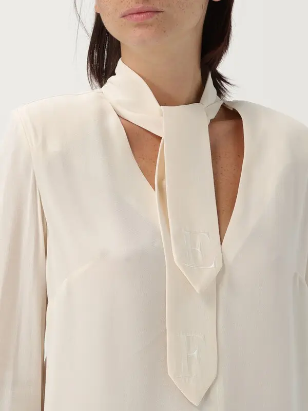 Elisabetta Franchi Tie Neck Top - Milk
