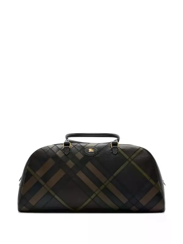 Burberry Check-patterned Leather Holdall - Black