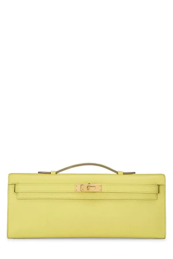 Hermès Epsom Leather Kelly Cut Clutch - Lime