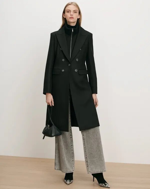 Veronica Beard Stryder Double-breasted Dickey Coat - Black