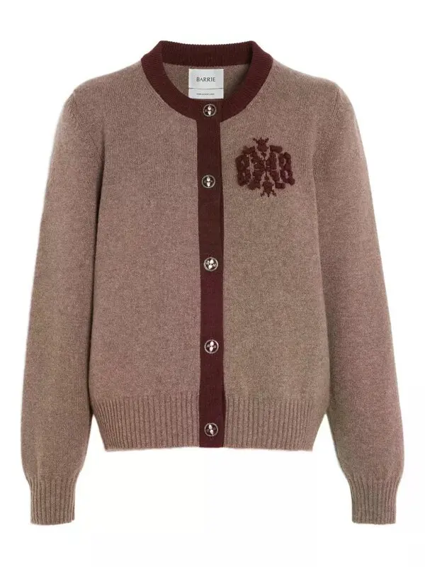 BARRIE Monogram-embroidered Cashmere Cardigan