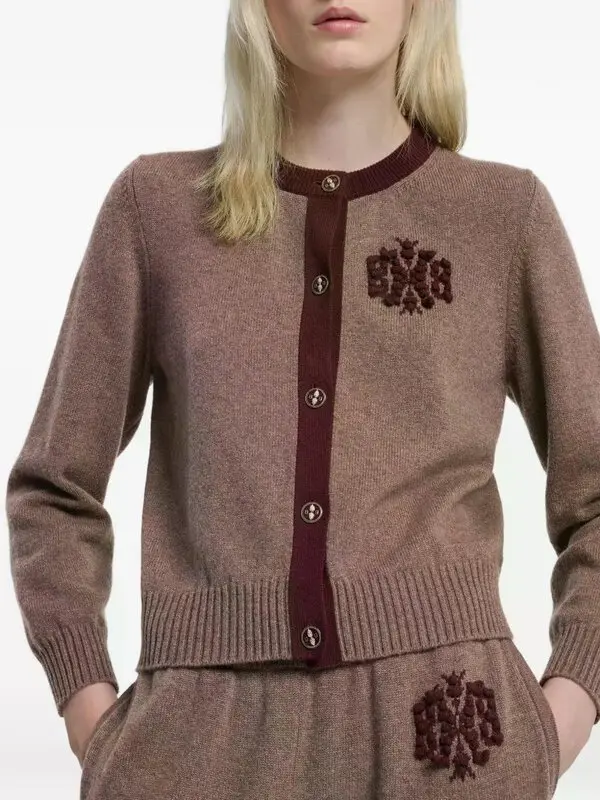BARRIE Monogram-embroidered Cashmere Cardigan