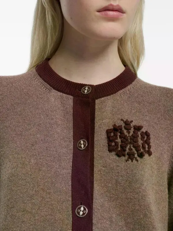 BARRIE Monogram-embroidered Cashmere Cardigan
