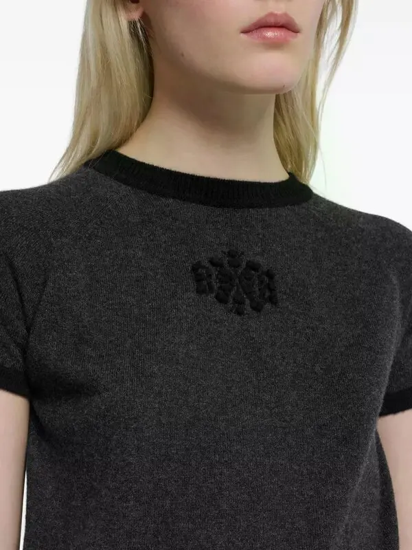 BARRIE Embroidered Cashmere T-shirt - Black