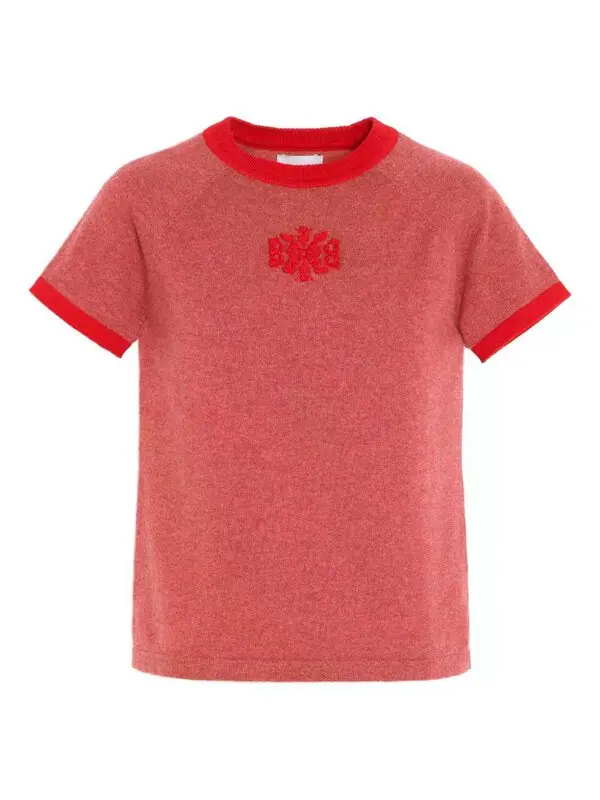 BARRIE B-logo Cashmere T-shirt - Red