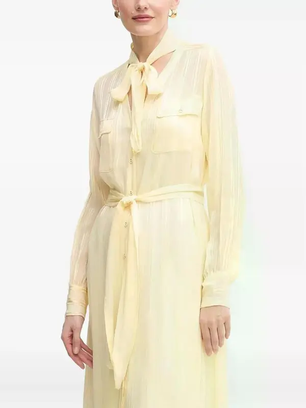 TWINSET Belted Tie-neck Shirt Midi Dress