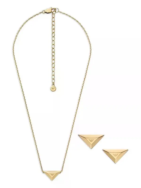 Emporio Armani Logo-pendant Jewellery Set - Gold