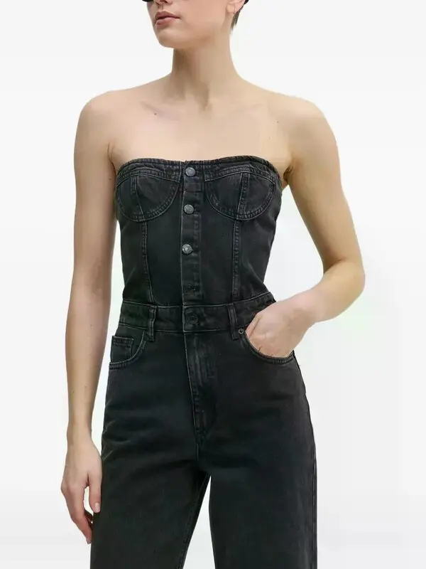 Sisley Denim Button-fastening Jumpsuit - Black