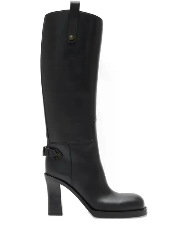 Burberry 85mm Cavalier Calf-leather Buckle Boots - Black