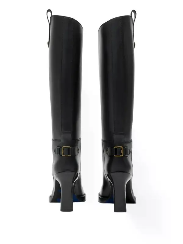 Burberry 85mm Cavalier Calf-leather Buckle Boots - Black
