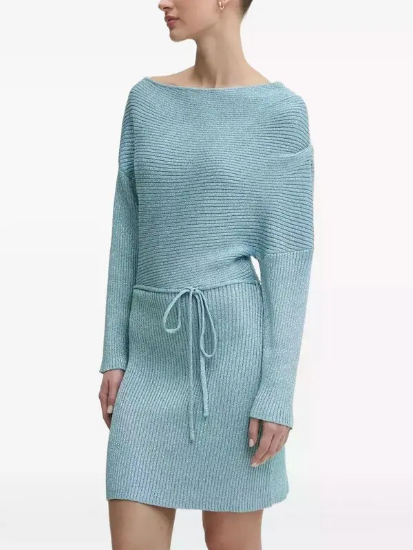 NEVER FULLY DRESSED Ribbed Boat-neck Mini Dress