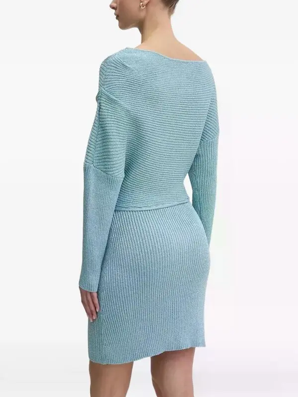 NEVER FULLY DRESSED Ribbed Boat-neck Mini Dress