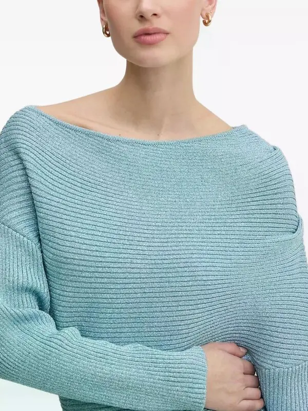 NEVER FULLY DRESSED Ribbed Boat-neck Mini Dress