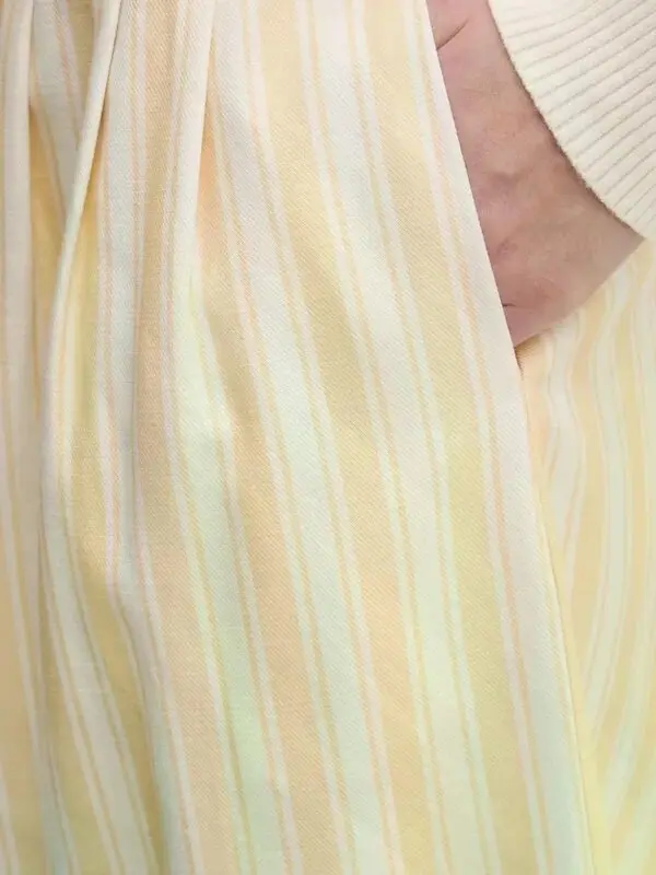 NEVER FULLY DRESSED Pleated Striped Trousers - Yellow