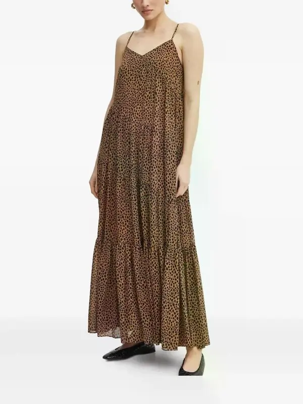 Michael Kors Leopard-Print Tiered Maxi Dress In Brown 25% Off