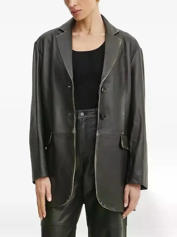 Liviana Conti Leather Single-breasted Blazer