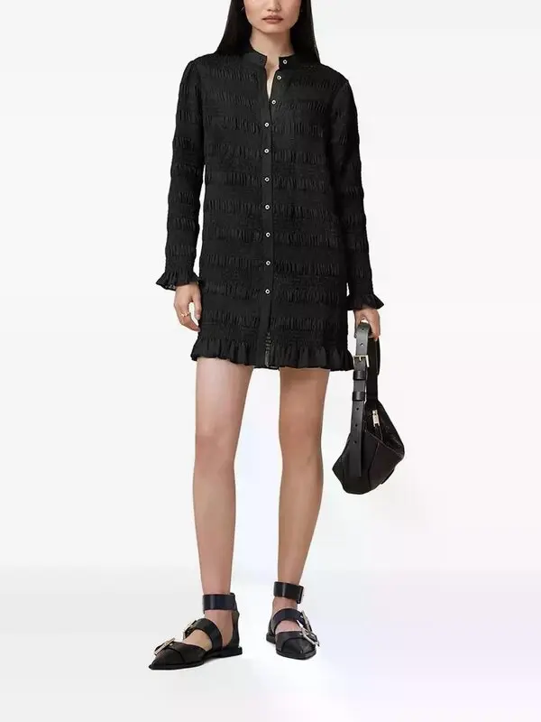 ALLSAINTS Shirring-effect Ruffle Mini Dress