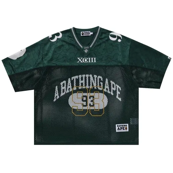 A BATHING APE Line Camo Multi Logo Relaxed Fit Football Jersey - Green