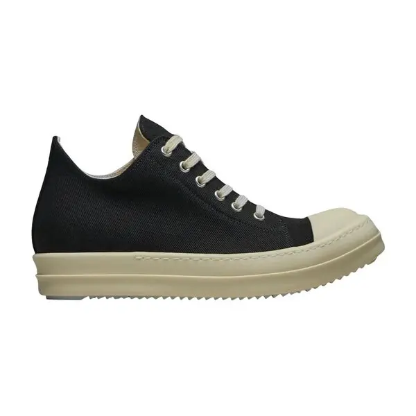 Rick Owens Strobe Low Cotton Denim Sneakers - Black | Editorialist