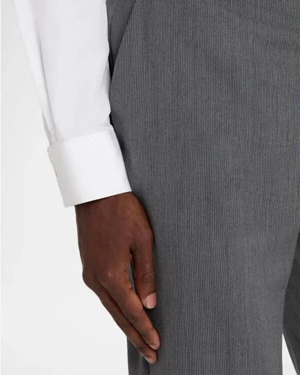 Emporio Armani Wool Tonal Stripe Trousers - Charcoal