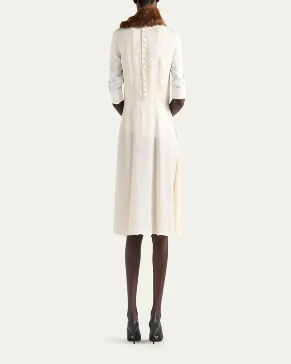 Prada Primula Jacquard Asymmetric Midi Dress