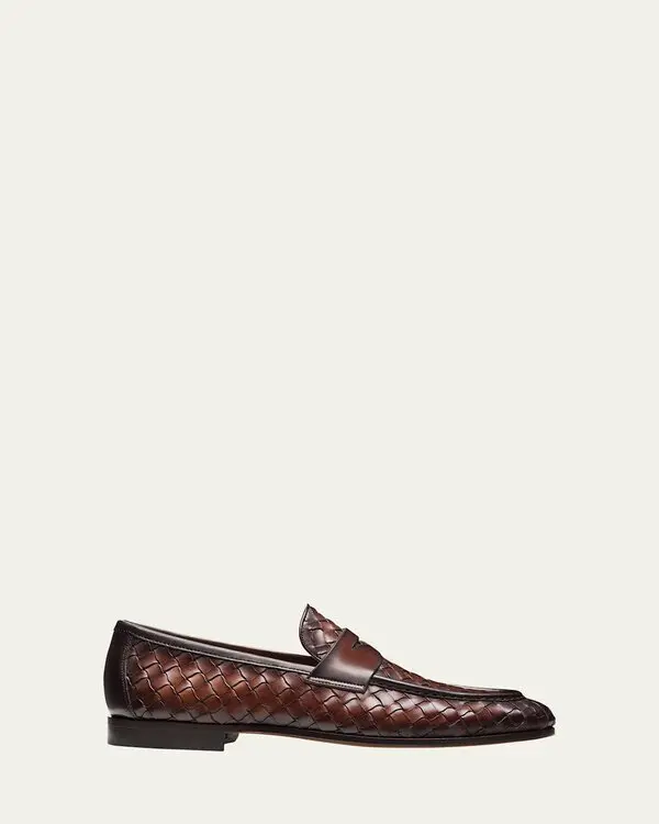 Magnanni Hyde Woven Leather Penny Loafers