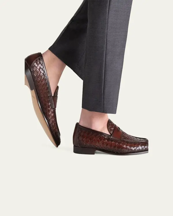 Magnanni Hyde Woven Leather Penny Loafers