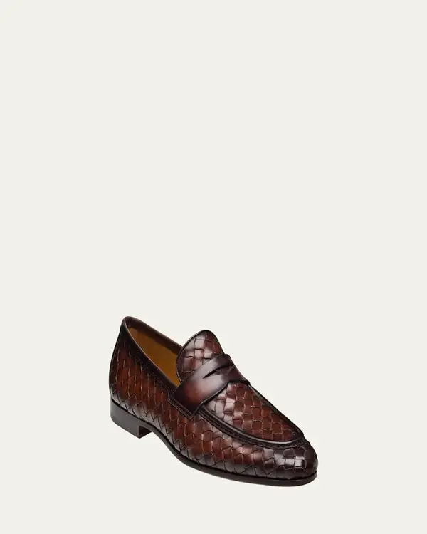 Magnanni Hyde Woven Leather Penny Loafers