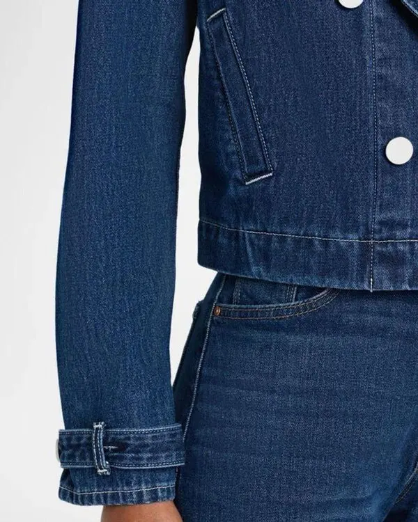 L & APOS;AGENCE Maddox Cropped Denim Trench Coat