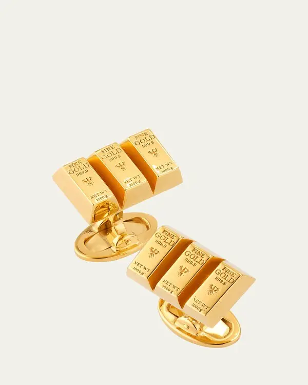 JAN LESLIE 18k Vermeil Bullion Bar Cufflinks - Gold