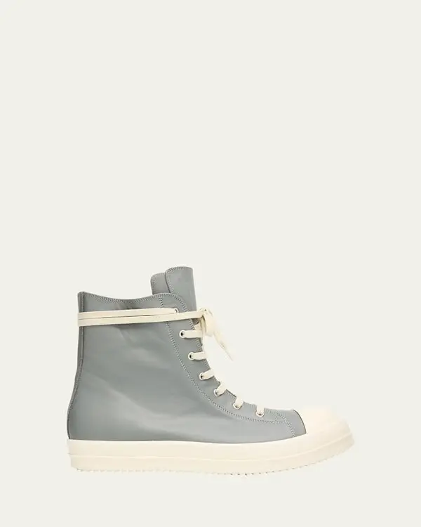 Rick Owens Calf Leather High-top Sneakers - Washed Indigo/milk/milk