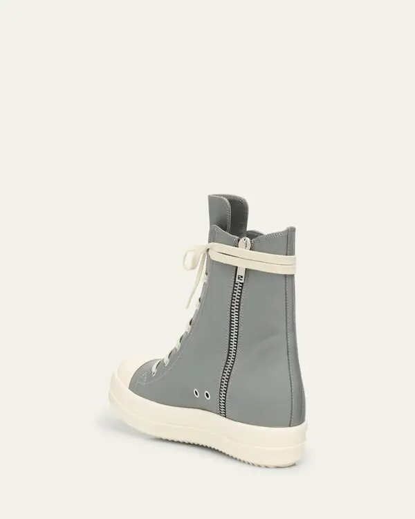 Rick Owens Calf Leather High-top Sneakers - Washed Indigo/milk/milk