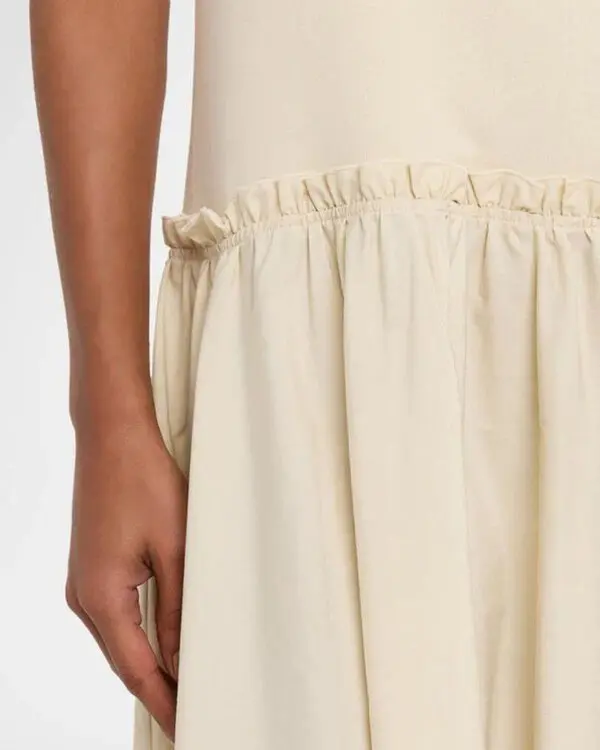 JOSEPH Cotton Jersey & Poplin Midi Dress - Beige