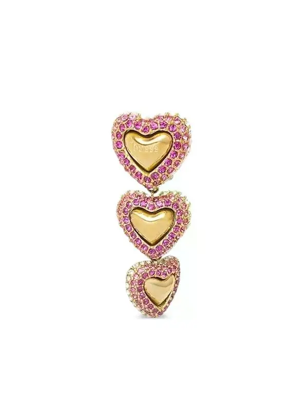 Guess Heart-shaped Crystal Drop Earrings - Gold
