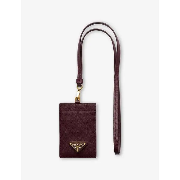 Prada Saffiano Leather Badge Holder - Burgundy