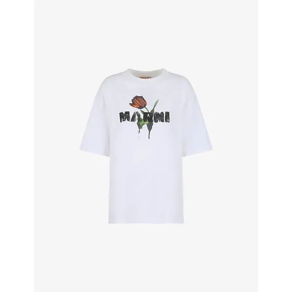 Marni Branded Short-sleeved Cotton-jersey T-shirt - Low01