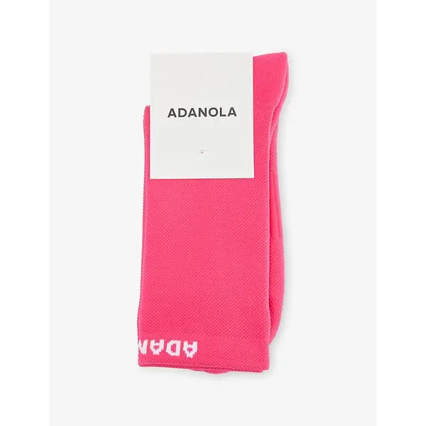ADANOLA Logo Print Running Crew Socks - White/pink