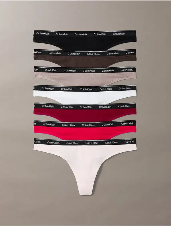 Calvin Klein Modern Logo 7-pack Thong - Beet Red Multi