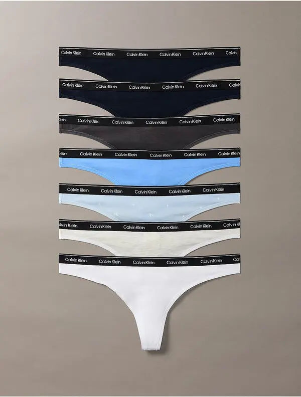 Calvin Klein Icon Logo 7-pack Thong - Breezy Blue Multi
