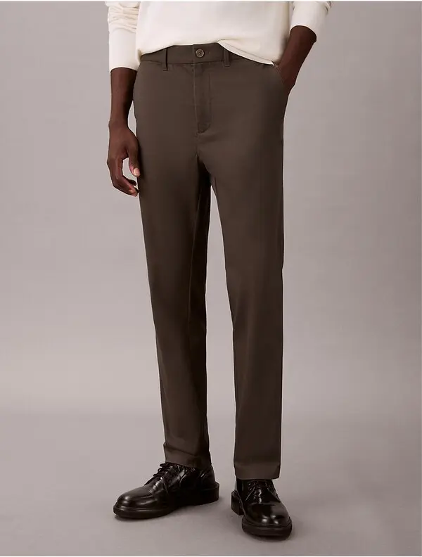 Calvin Klein Cotton Sateen Slim Tapered Chino Pants - Beluga