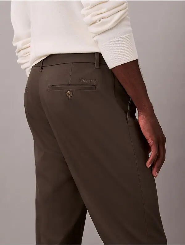 Calvin Klein Cotton Sateen Slim Tapered Chino Pants - Beluga