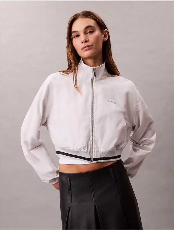 Calvin Klein Woven Cropped Track Jacket - Silver Haze