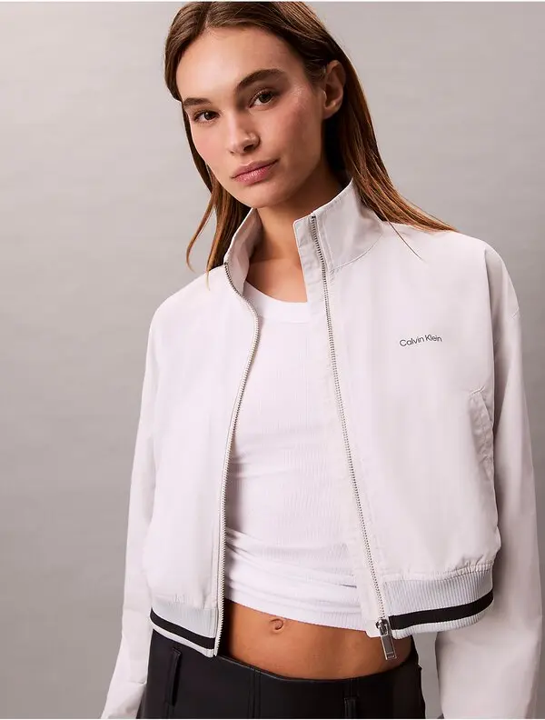 Calvin Klein Woven Cropped Track Jacket - Silver Haze