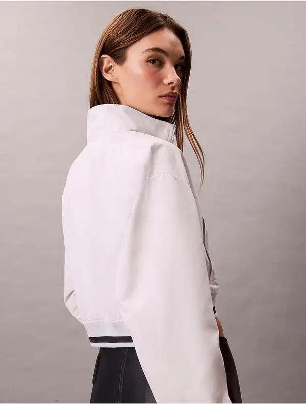 Calvin Klein Woven Cropped Track Jacket - Silver Haze