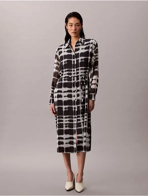 Calvin Klein Printed Midi Shirt Dress